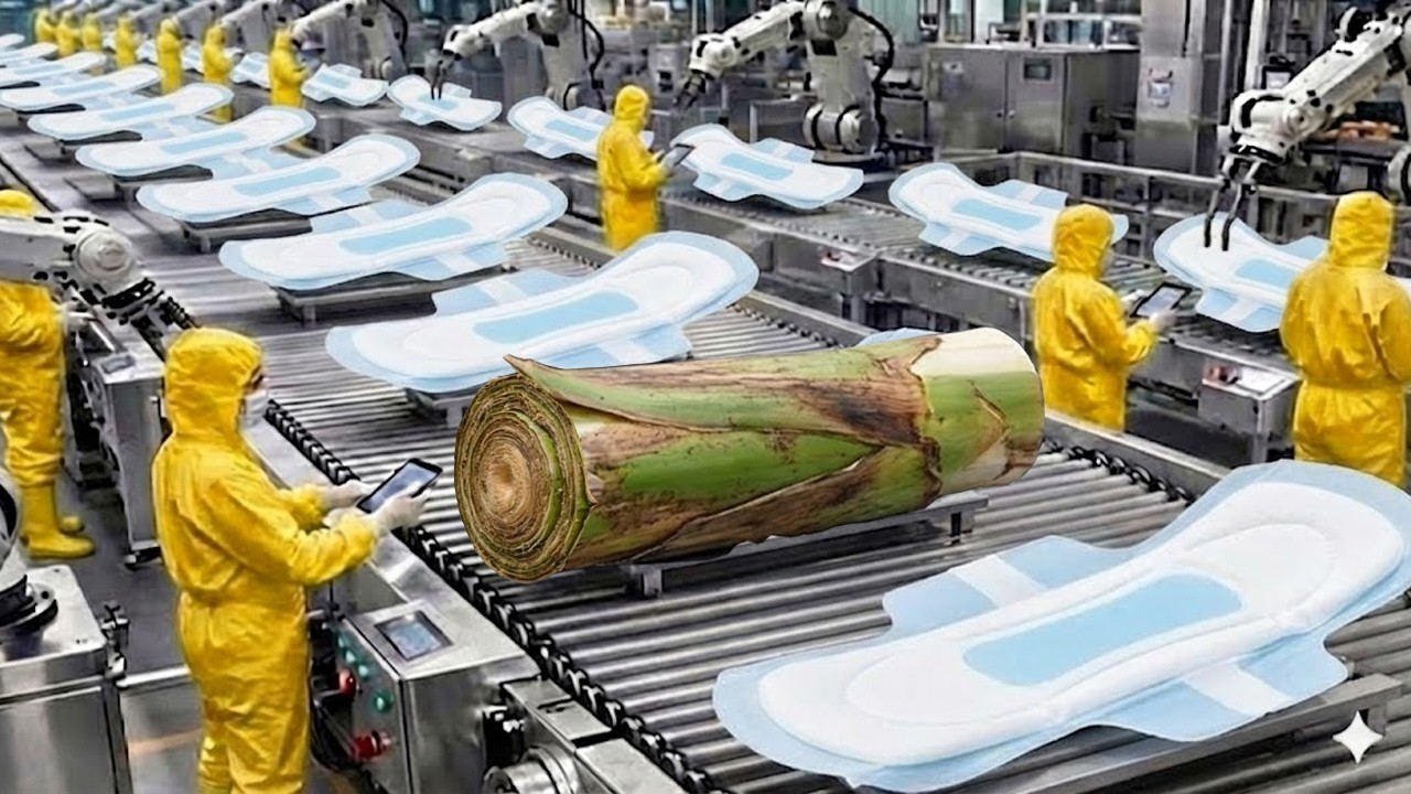 Inside The Largest Modern Banana Stem Factory & Sanitary Pad Production ...